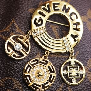 Givenchy | Jewelry | Vintage Givenchy Crystal Encrusted Logo Brooch ...